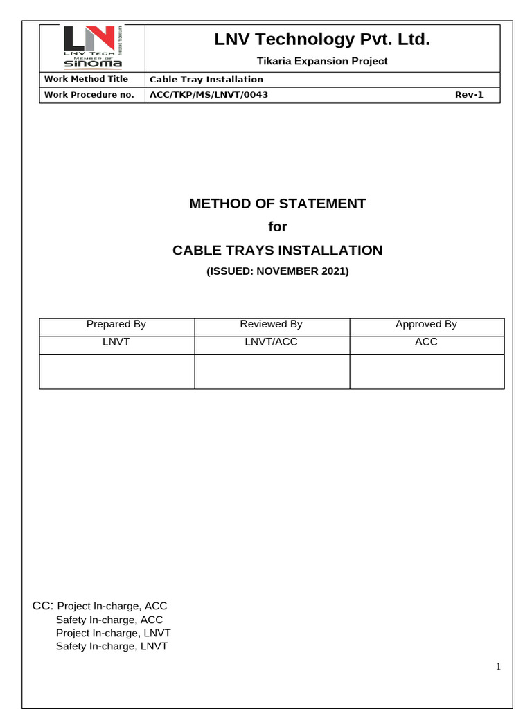 43. MOS-cable tray installation | PDF | Emergency | Scaffolding