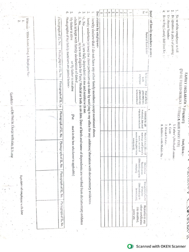 Family Declaration | PDF