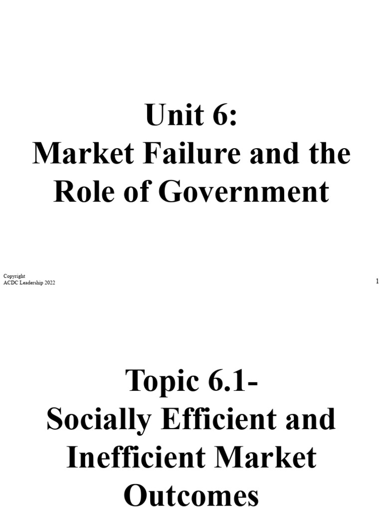 6.1 - Socially Efficient and Inefficient Market Outcomes | PDF | Demand | Free Market