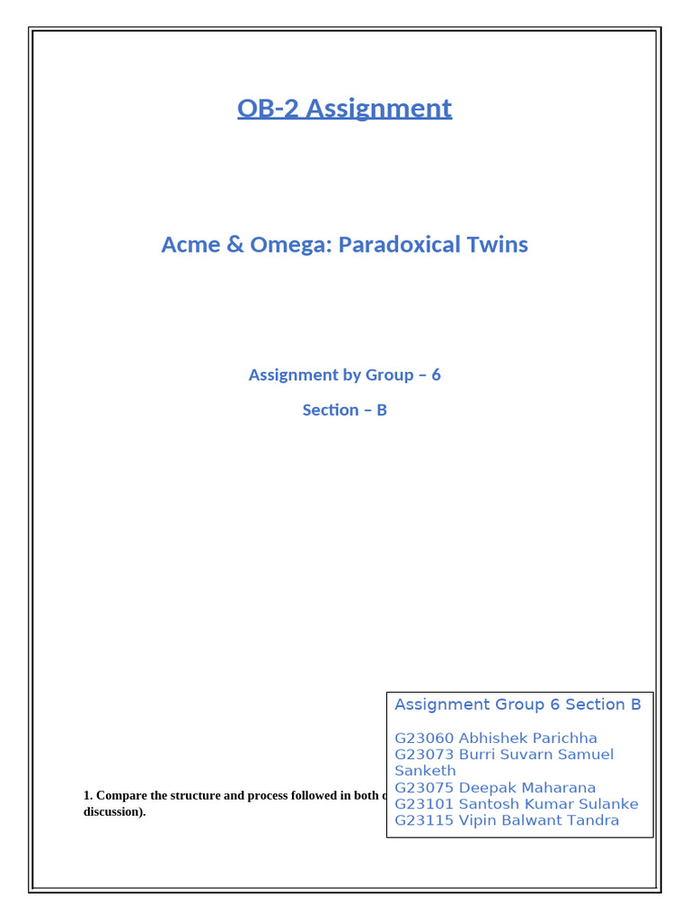 OB-2 Assignment Group-6B | PDF | Organizational Structure | Collaboration