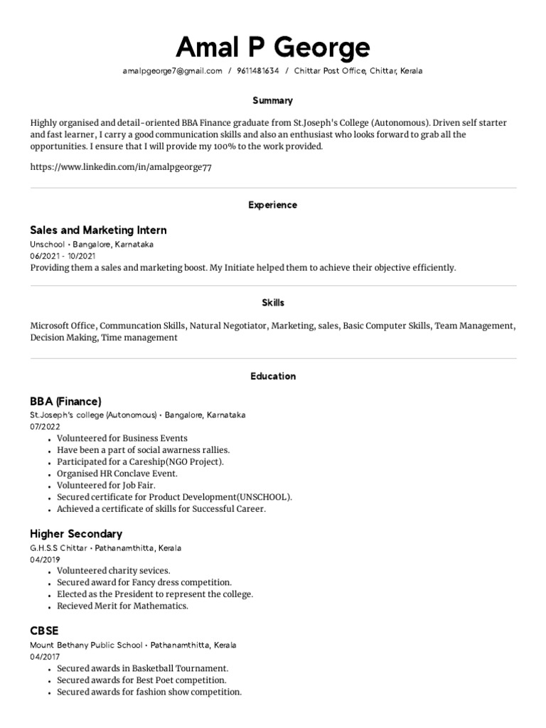 Amal P George Resume | PDF
