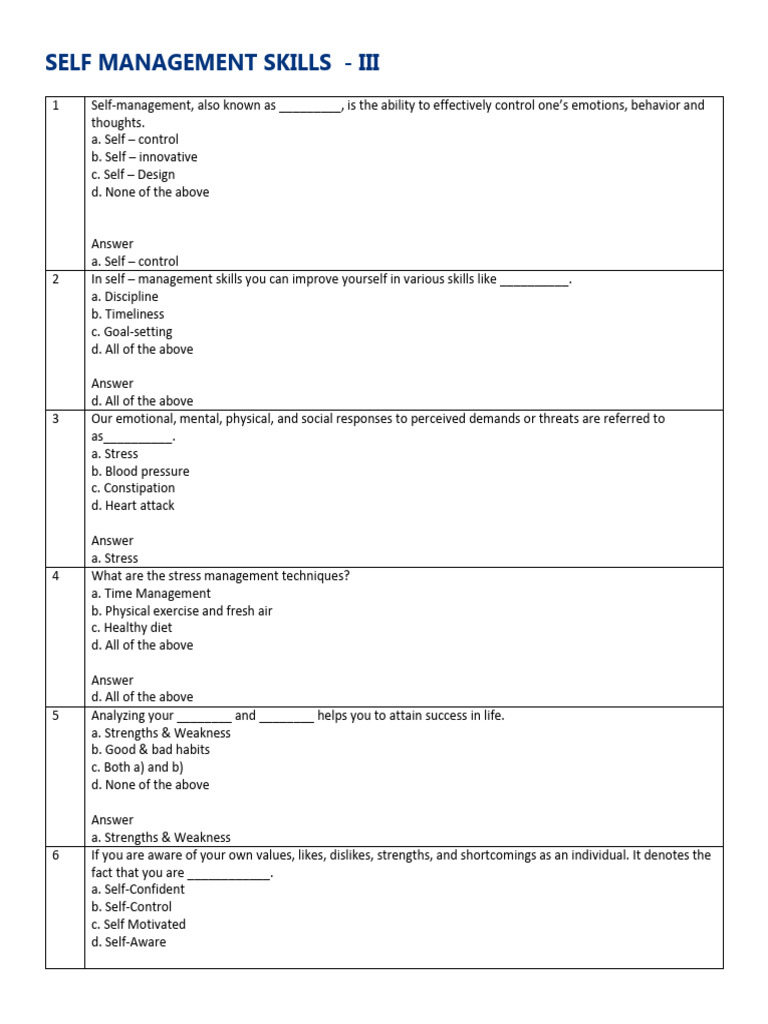 SELF MANAGEMENT SKILLS III | PDF | Goal | Motivational