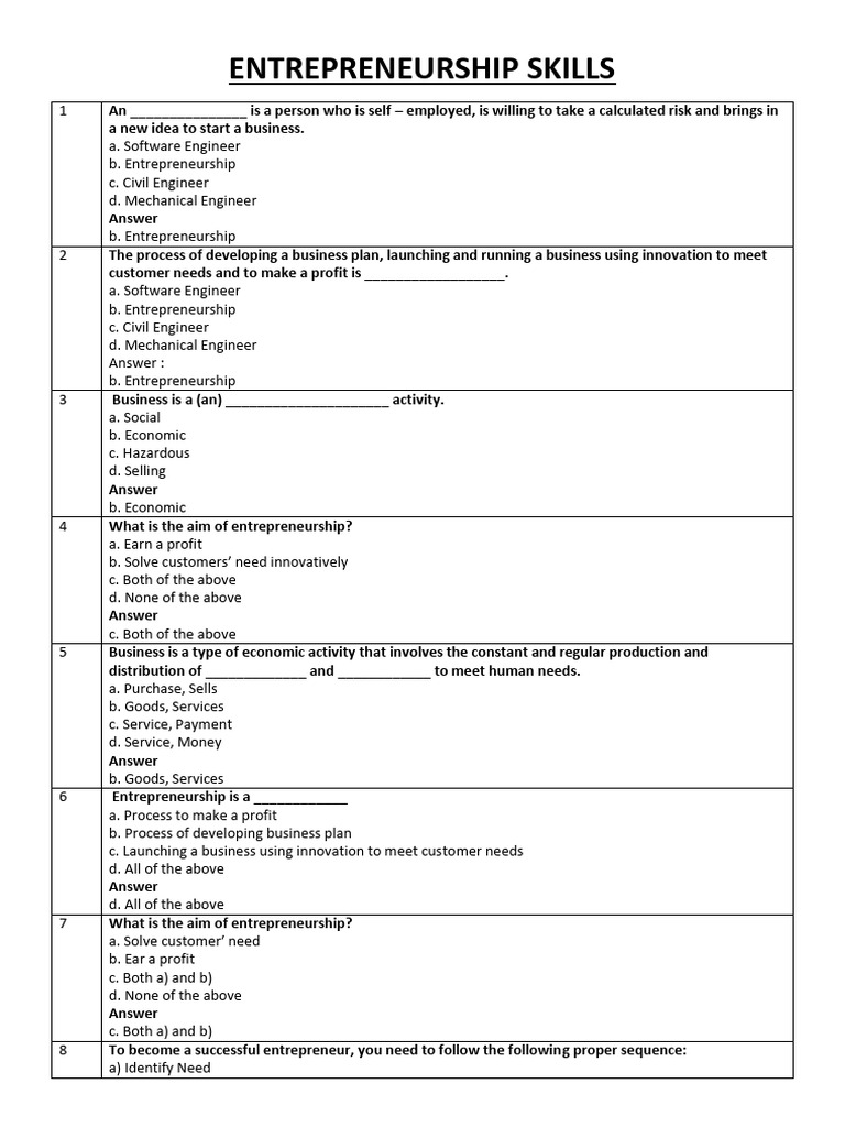 Entrepreneurship Skills | PDF | Entrepreneurship | Retail