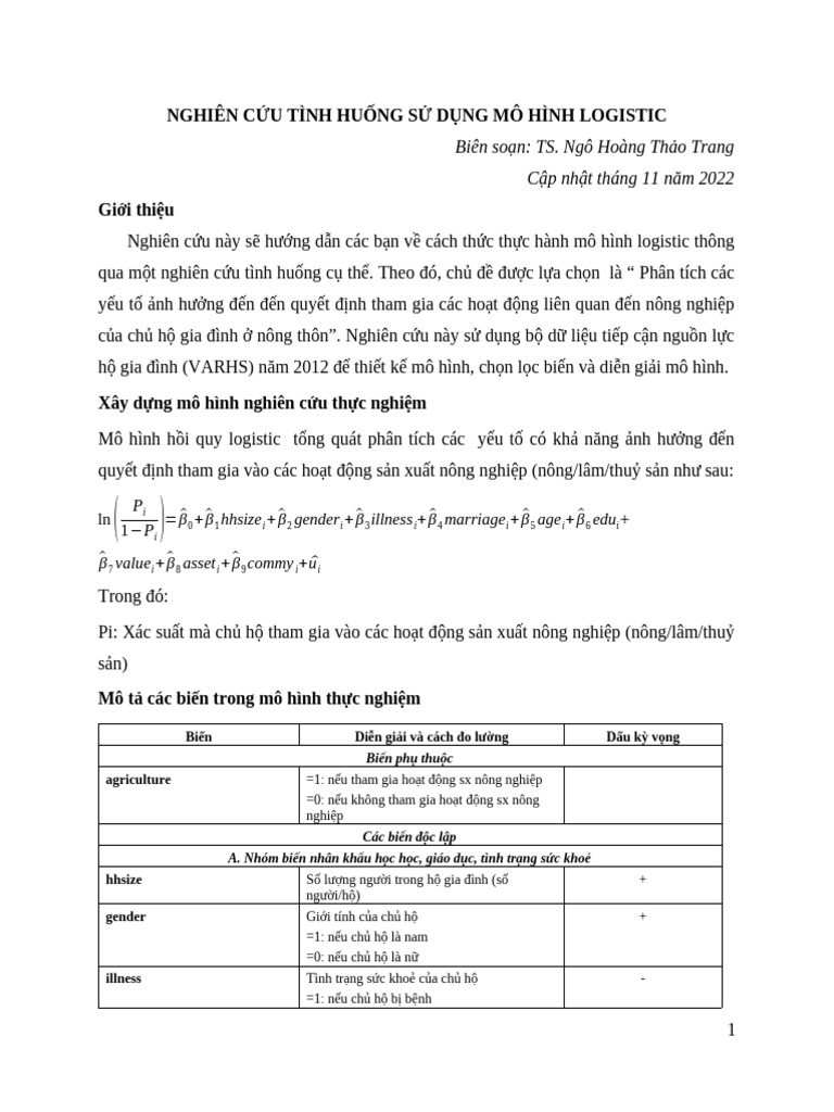 Tom Tat Nghien Cuu Tinh Huong Mo Hinh Logit | PDF