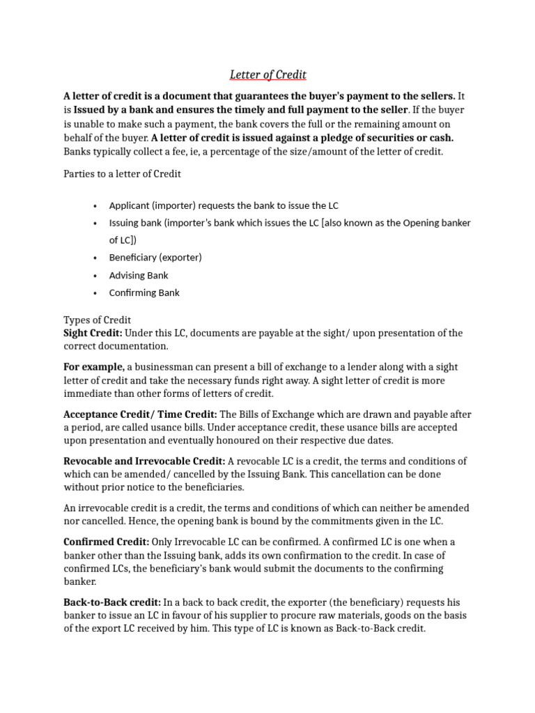 Loc | PDF | Letter Of Credit | Credit