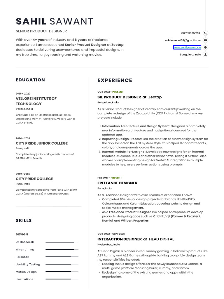 Resume Sahil Sawant - Dec 23 | PDF | Software | Design