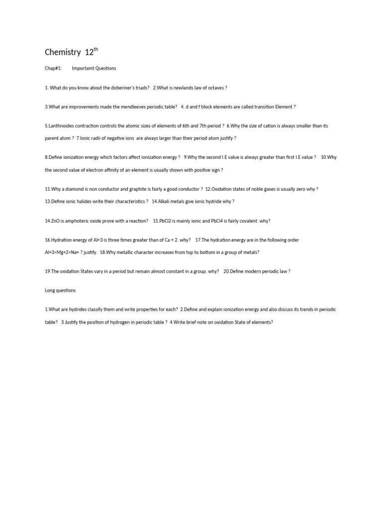 Chemistry 12th | PDF