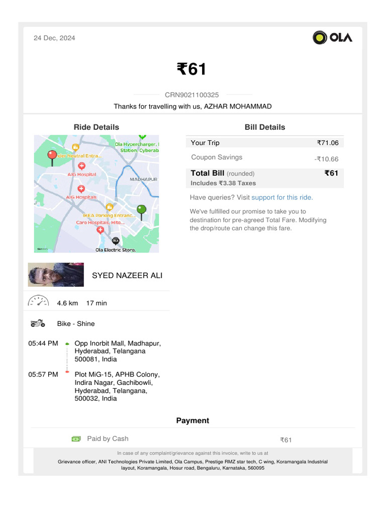 5 Ola Amgen To Hotel Atlas Stay | PDF | Invoice | Payments
