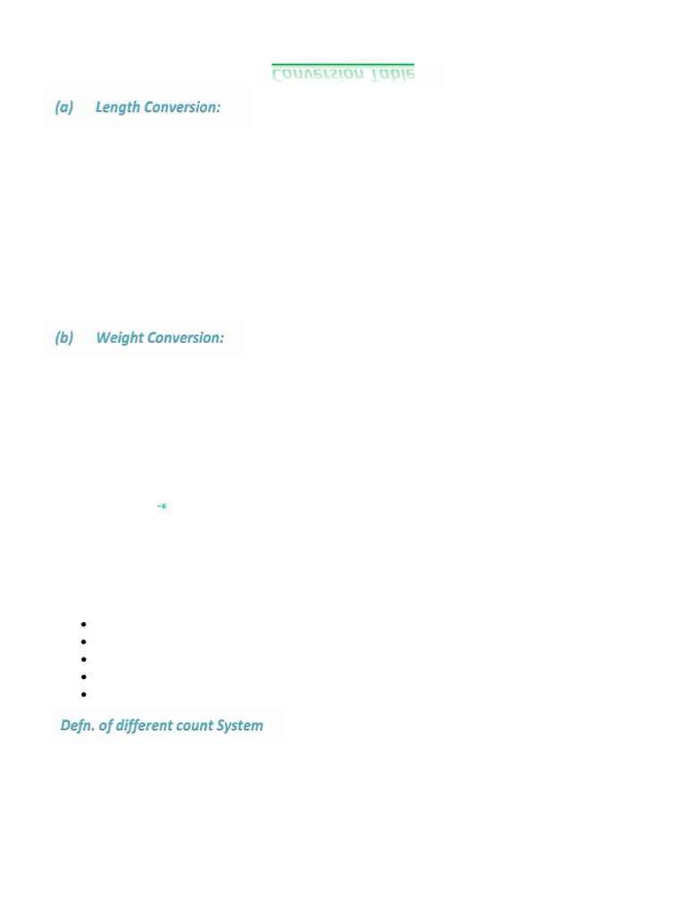 Comprehensive Length and Weight Conversions | PDF