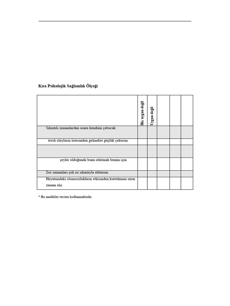 Kisa Psikolojik Saglamlik Olcegi Toad | PDF