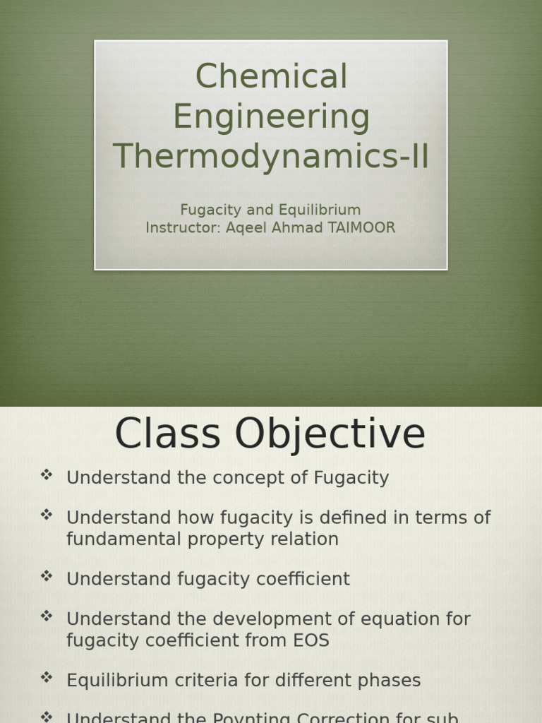 Fugacity and Equilibrium | PDF | Chemical Equilibrium | Applied And ...