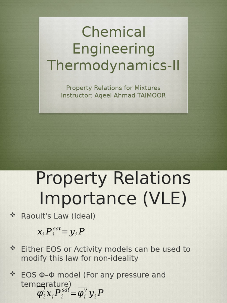 Property Relations For Solution Thermodynamics | PDF | Physical ...