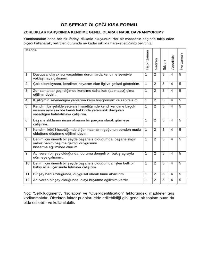 B Öz Şefkat Kisa Form | PDF