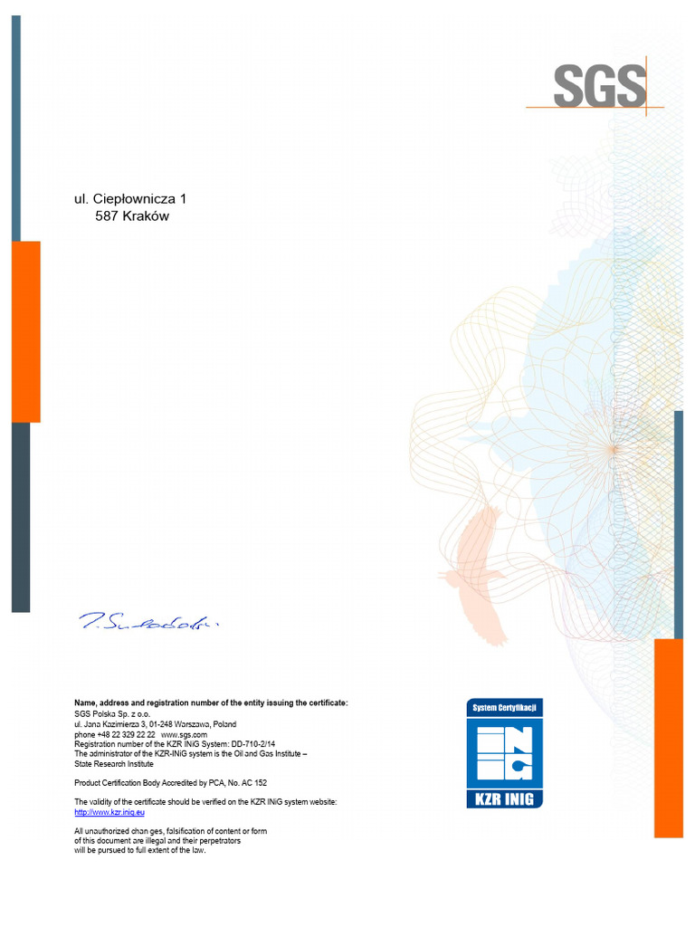 KZR INIG Certificate | PDF | Biofuel | Bioenergy