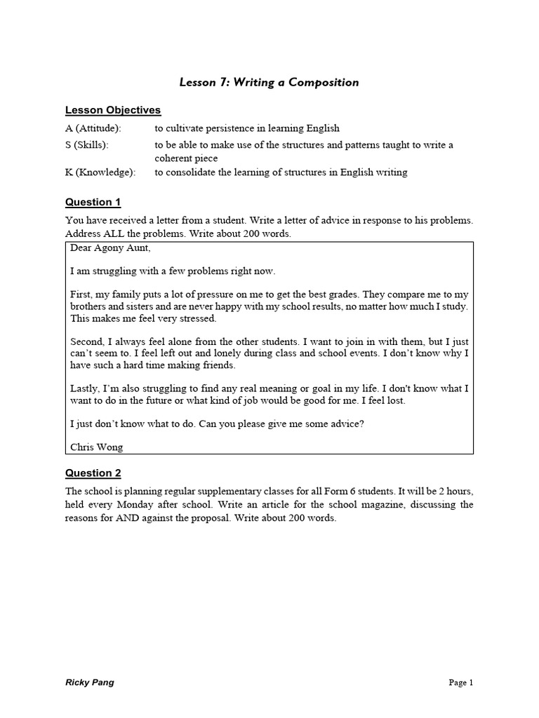 L7 - Writing A Composition - SV | PDF