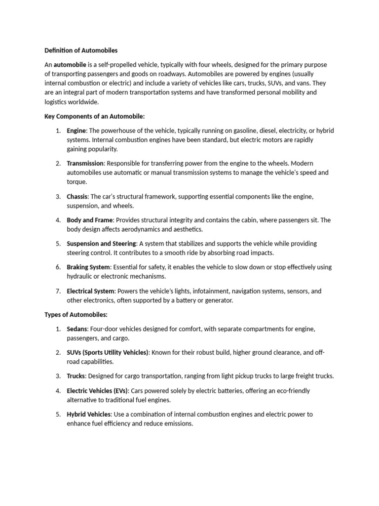 Basics of Automobiles notes | PDF | Car | Truck