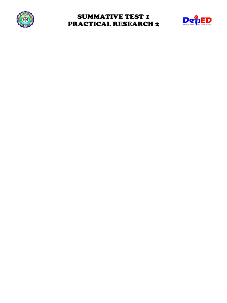 Summative Test Copy | PDF | Sampling (Statistics) | Experiment