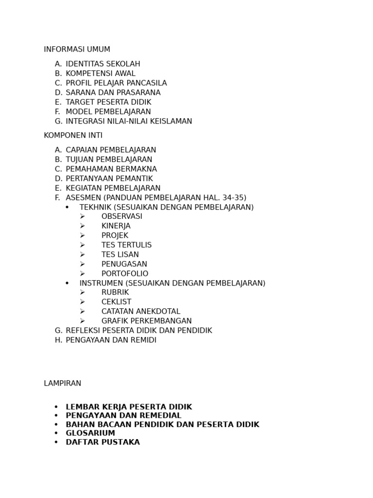 KOMPONEN MODUL AJAR | PDF