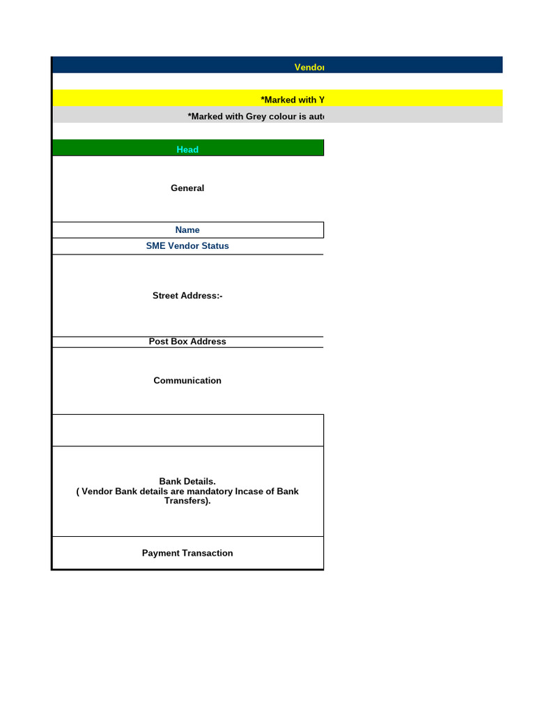 Vendor Code Creation Format | PDF