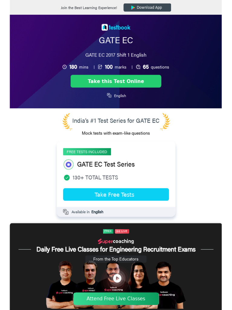 GATE EC 2017 Shift 1 English | PDF | Vocational Education | Engineering
