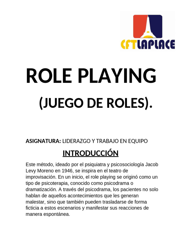 Role Playing: Empatía y Liderazgo | PDF | Juegos de rol | Comportamiento