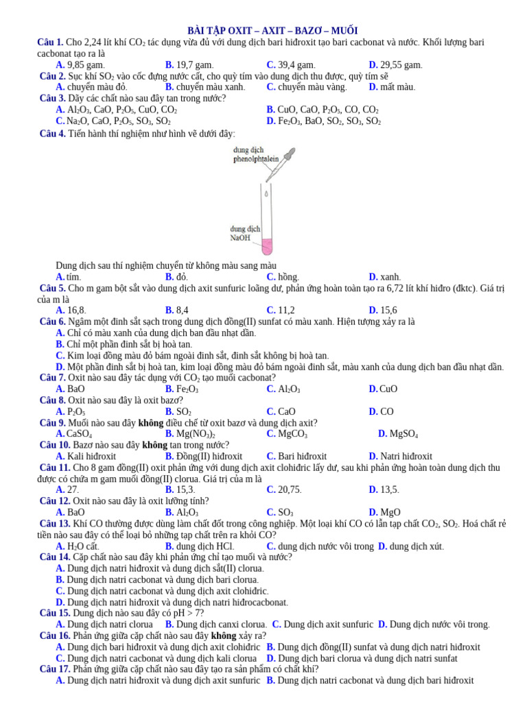 Trac Nghiem Oxitaxitbazomuoi | PDF