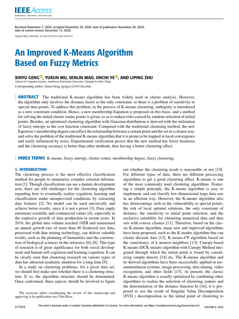 An_Improved_K-Means_Algorithm_Based_on_Fuzzy_Metrics (1) | PDF | Cluster Analysis | Theoretical ...