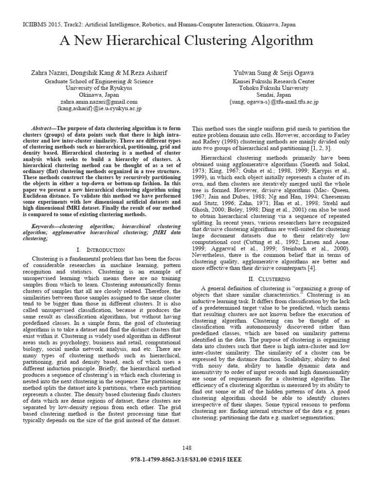 A New Hierarchical Clustering Algorithm | PDF | Cluster Analysis | Applied Mathematics