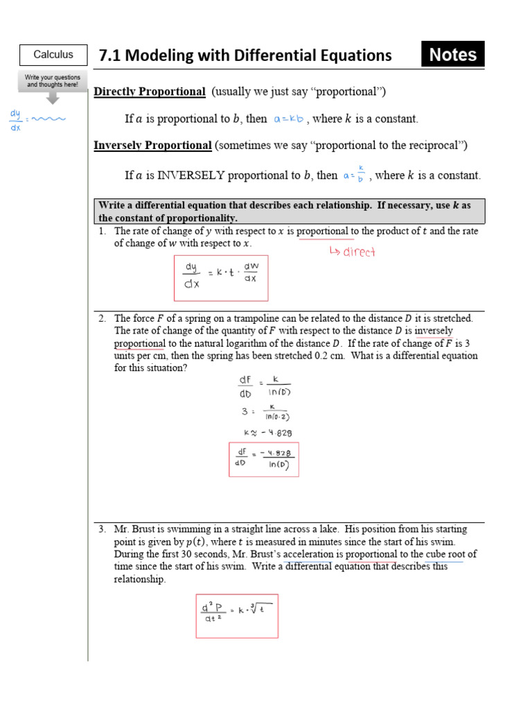 Differential Equations Modeling Concepts | PDF | Derivative ...
