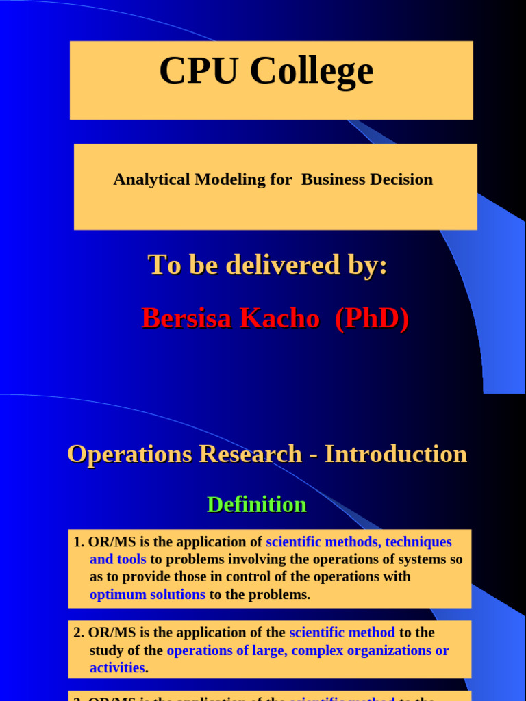 Operation Research-Introduction | PDF | Mathematical Optimization | Operations Research