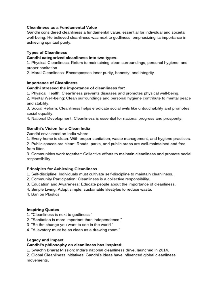 Cleanliness As A Fundamental Value | PDF | Sanitation | Waste Management