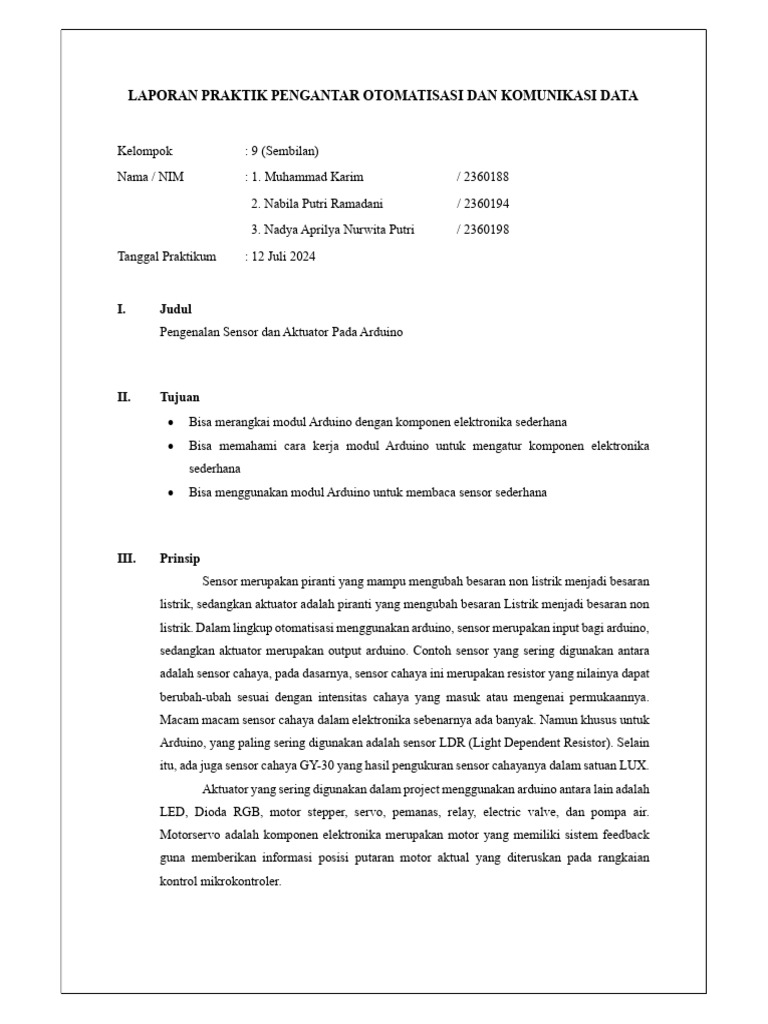 Laprak Akhir Pokd Pengenalan Sensor Dan Aktuator Pada Arduino Pdf