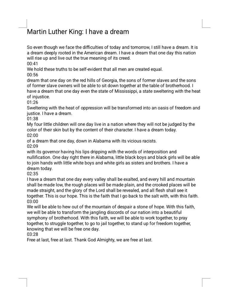 Martin Luther King Speech | PDF