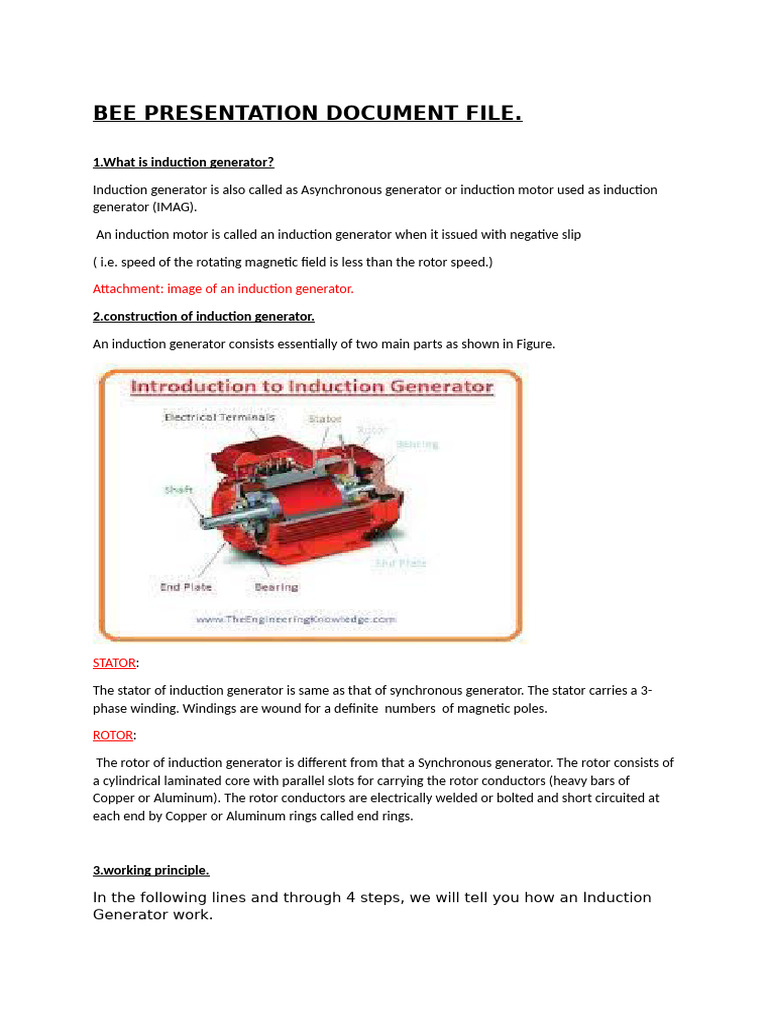 Bee Presentation Document File | PDF | Electric Motor | Electric Generator