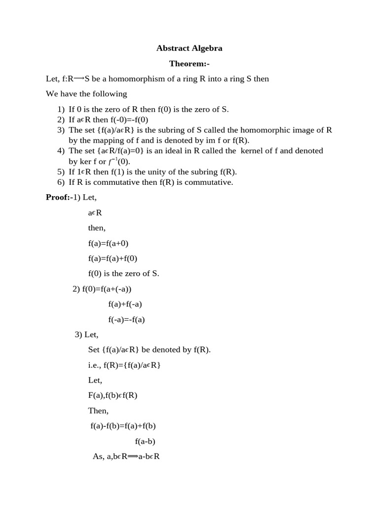 Homomorphism Properties in Abstract Algebra | PDF