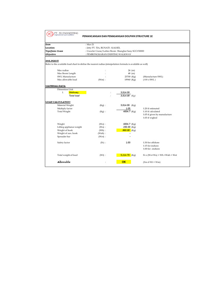 Lampiran A - Lifting Plan - Pengangkatan Eksisting Walkway | PDF | Metrology