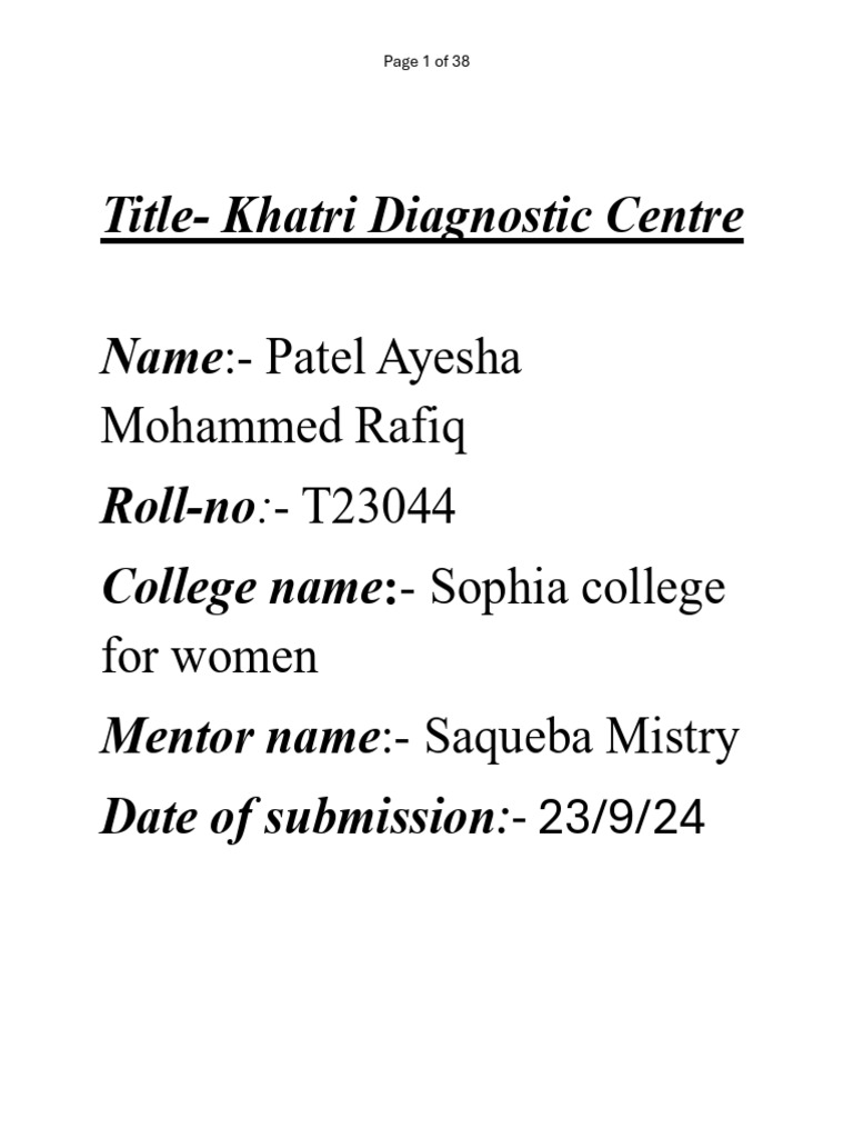 Field Project - Patel Ayesha - 44 | PDF | Software | Health Care