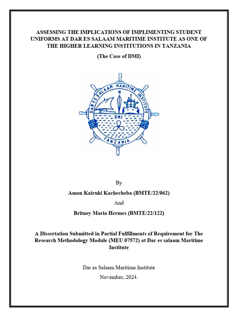 Student Uniforms at Dar es Salaam Maritime Institute | PDF | Focus ...