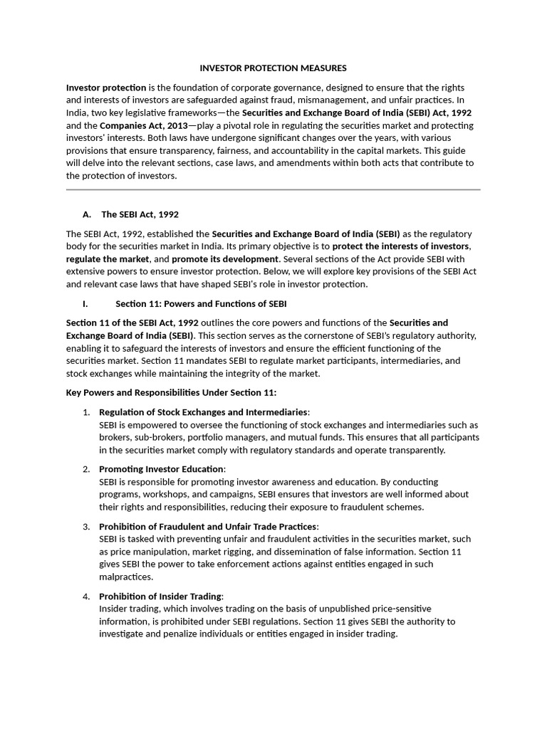 1 INVESTOR PROTECTION MEASURES Adhesha Presentation Bak Up | PDF ...