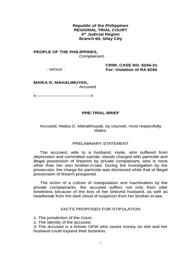 PRETRIAL BRIEF | PDF | Prosecutor | Crimes