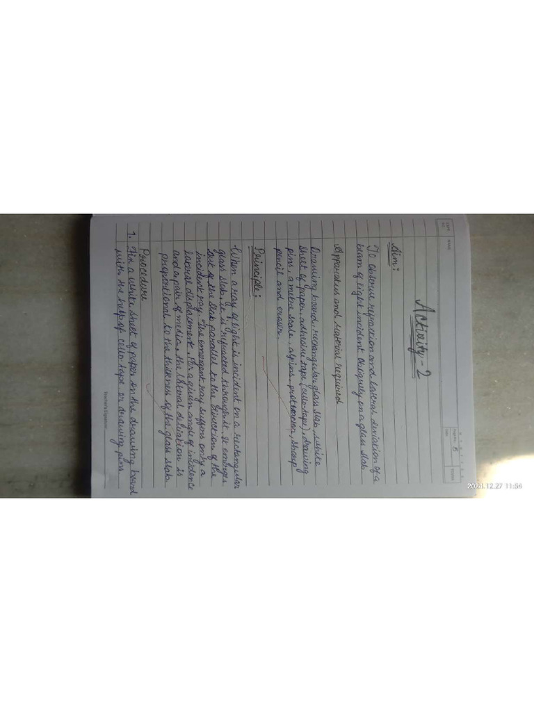 To Observe Refraction and Lateral Deviation of A Beam of Light Incident ...