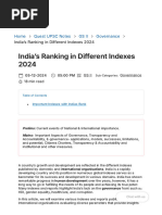 India's Ranking in Different Indexes 2025 List | PDF | Economies