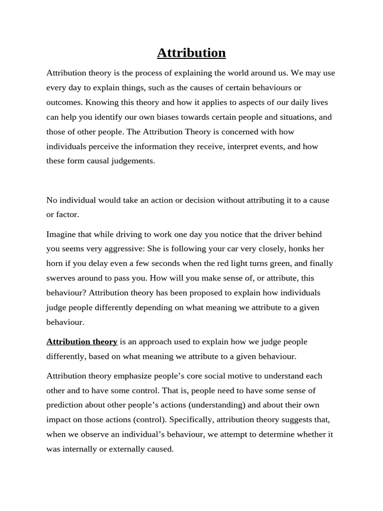 Attribution | PDF | Neuroscience | Cognitive Psychology