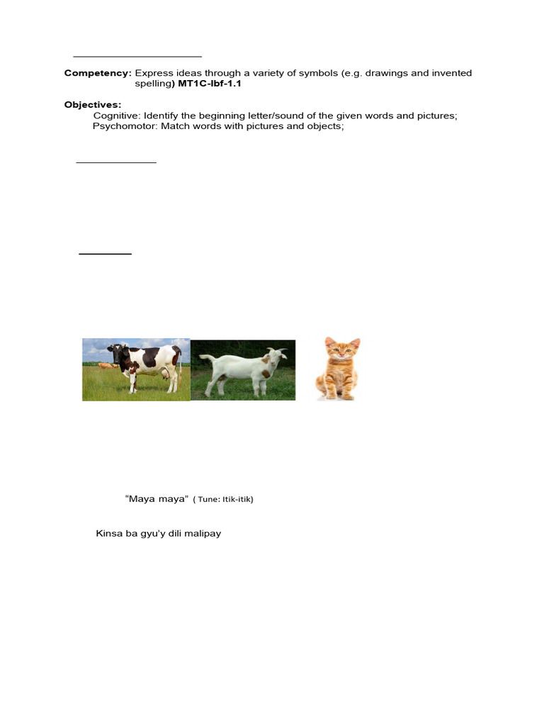 Lesson 11 Sample LESSON PLAN MTB1 Explicit Teaching | PDF | Lesson Plan ...