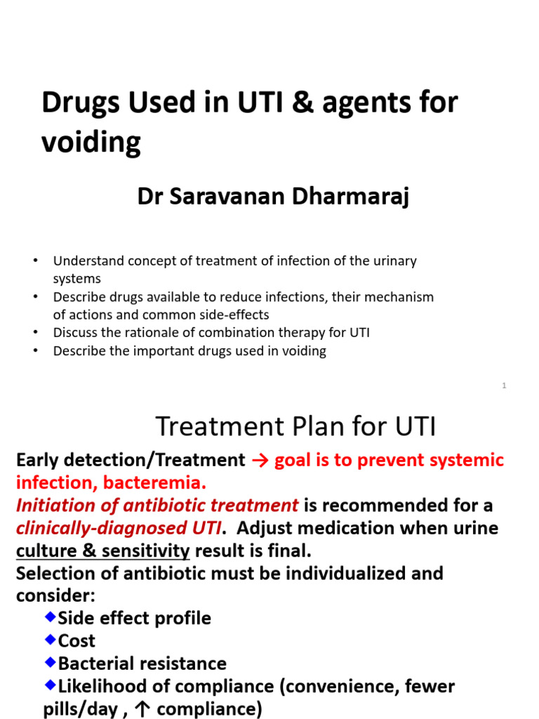 Drugs Used in UTI and Agents of Voiding | PDF | Urinary Tract Infection ...