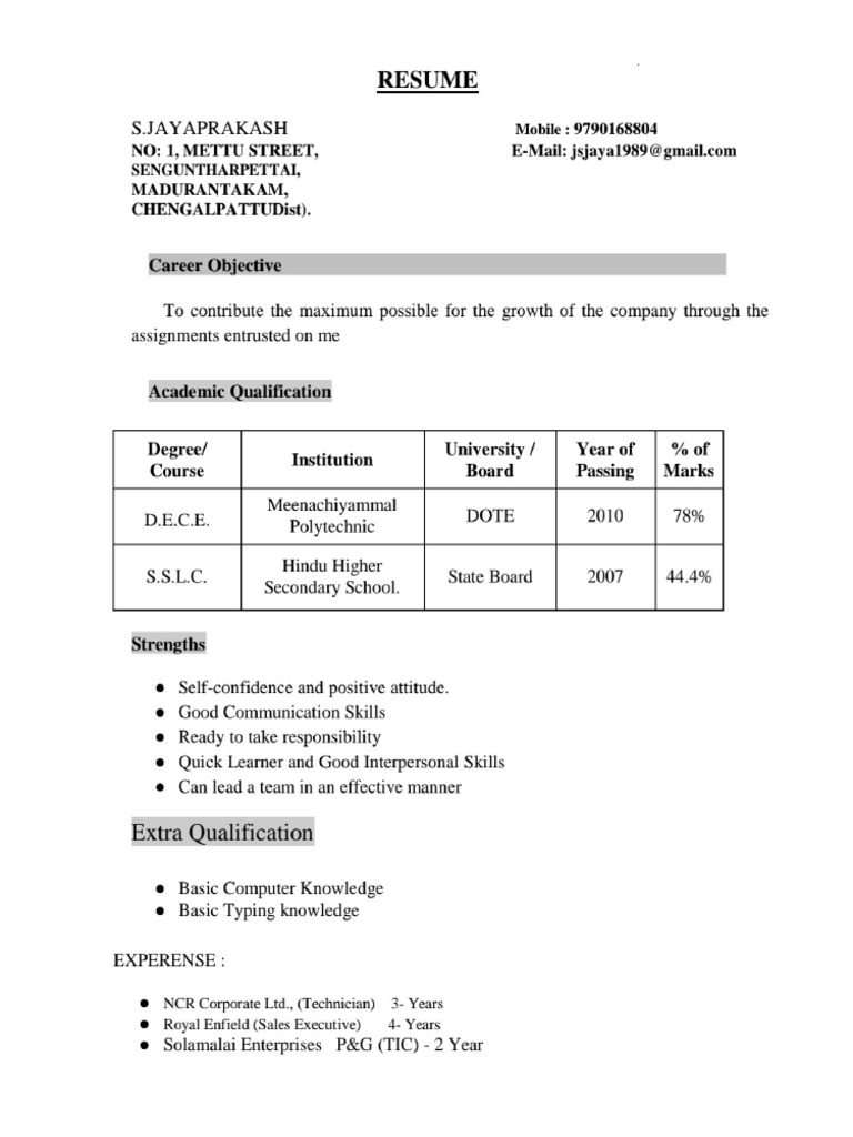 JAYAPRAKASH RESUME | PDF