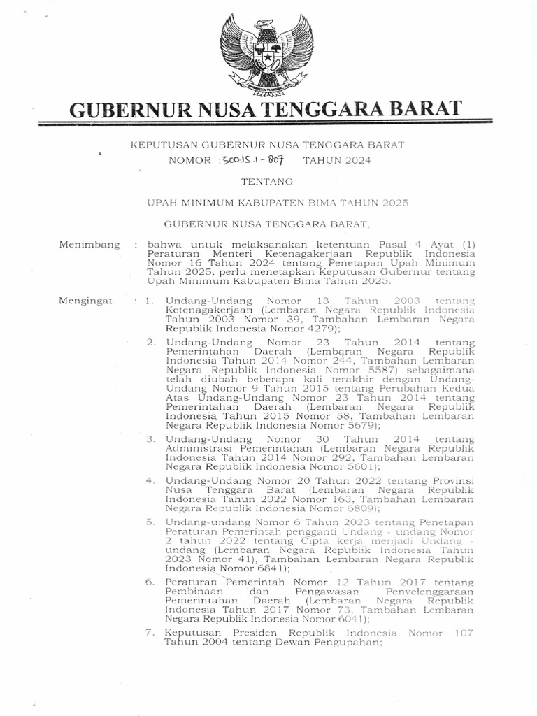 SK UM Kab. Bima 2025 | PDF