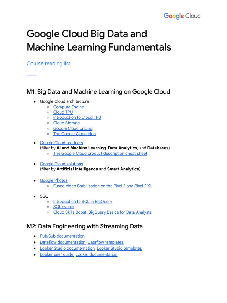 Course Reading List - Google Cloud Big Data and Machine Learning ...