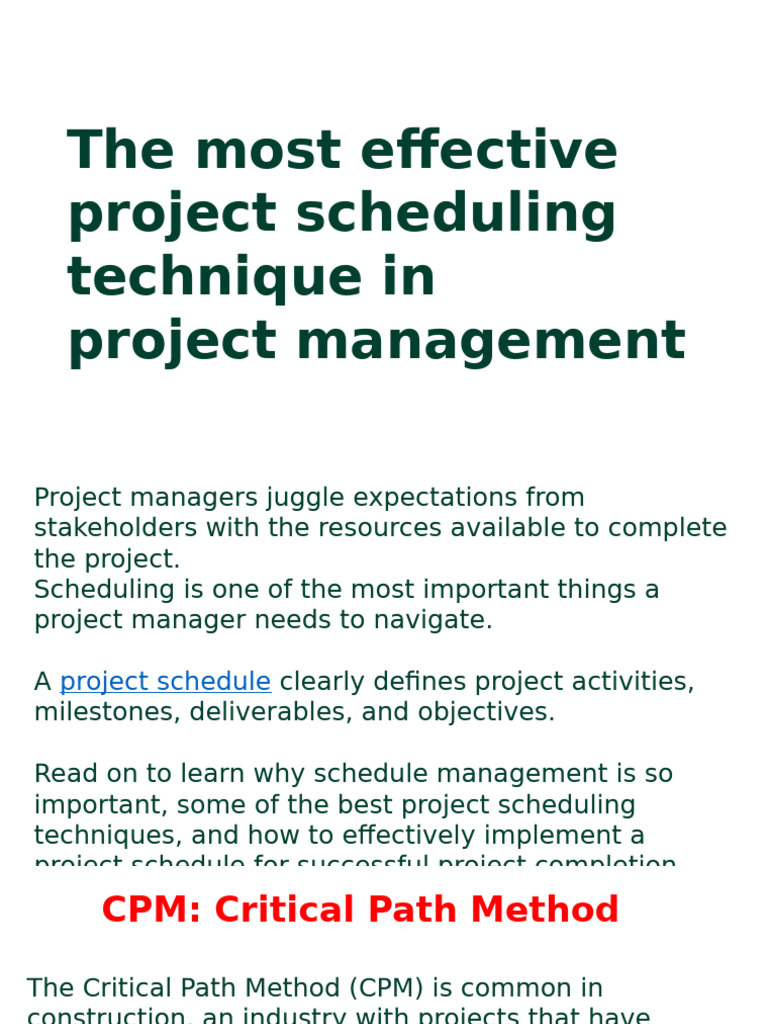 Project Planning and Scheduling | PDF