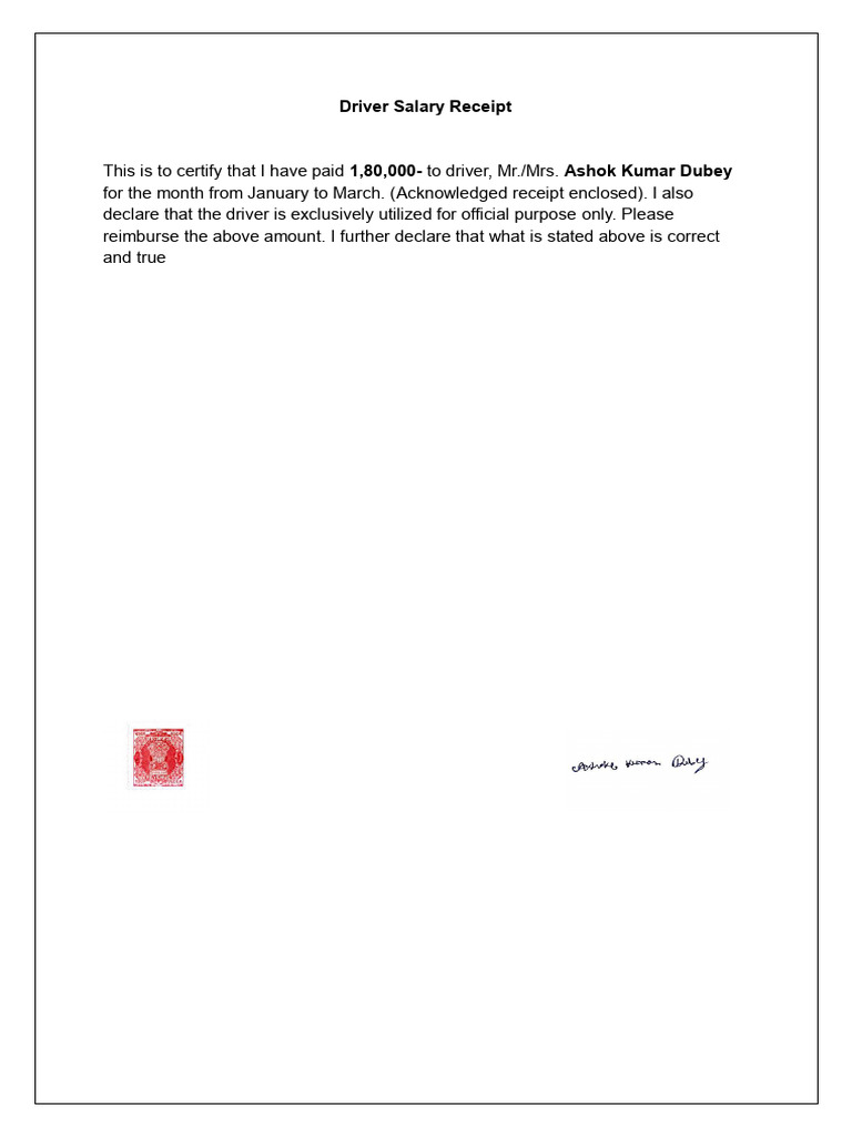 Driver Salary Receipt | PDF